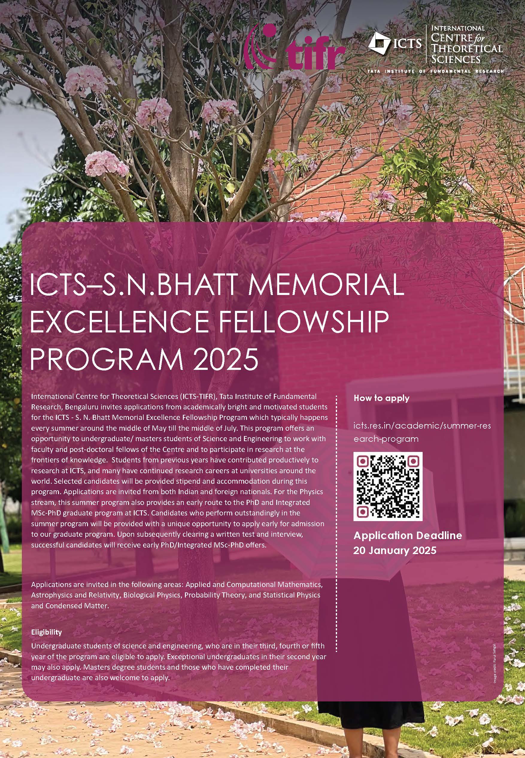 ICTS - S. N. Bhatt Memorial Excellence Fellowship Program 2025 | ICTS